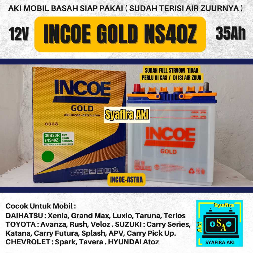 Jual AKI MOBIL TOYOTA AVANZA,RUSH,DAIHATSU TERIOS,XENIA INCOEGOLD NS40Z 35 AMPER AKI HYBRID ...