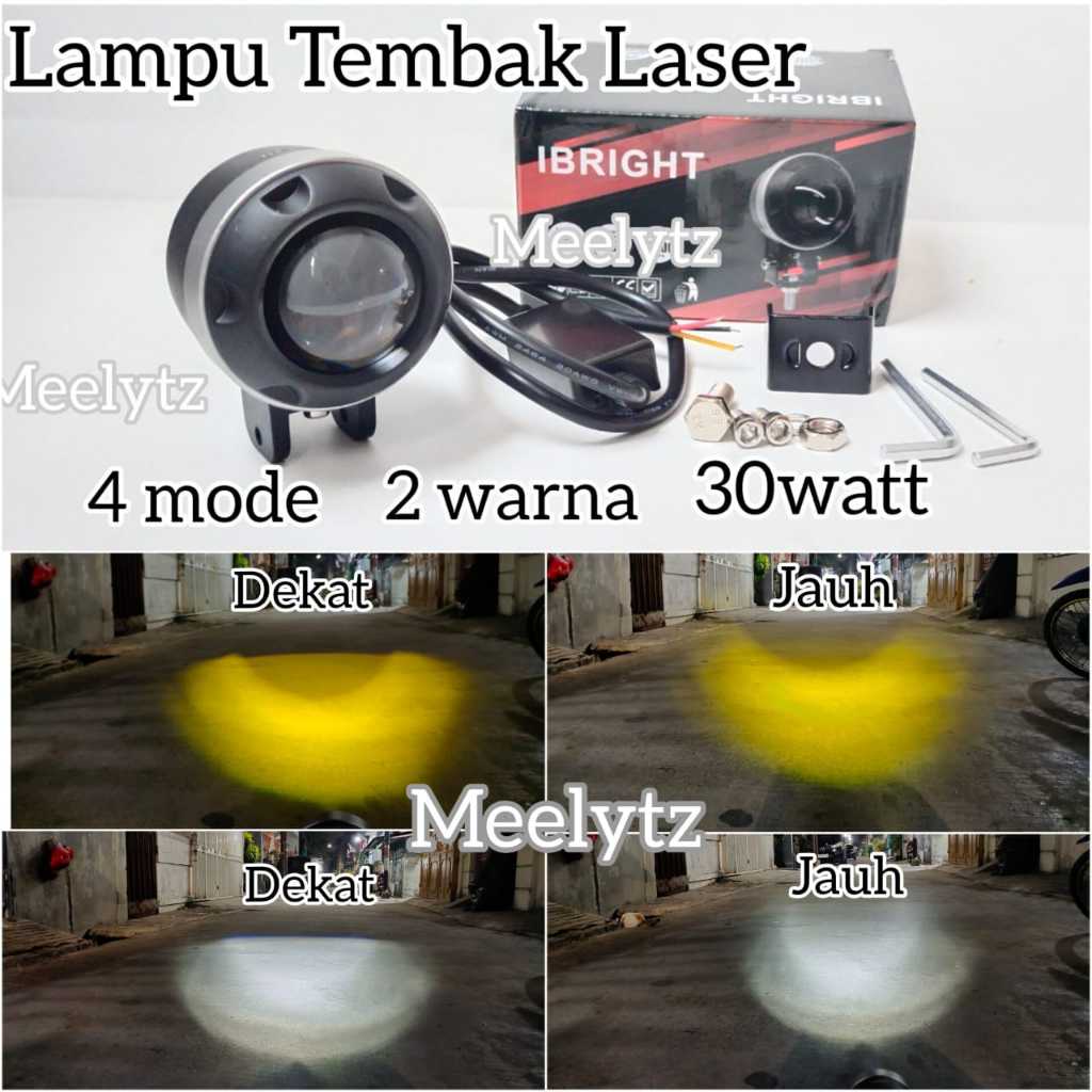 Jual IBRIGHT CR0933 - Lampu tembak LED Laser terang Seperti Biled jauh dekat 2 warna 4 mode ...