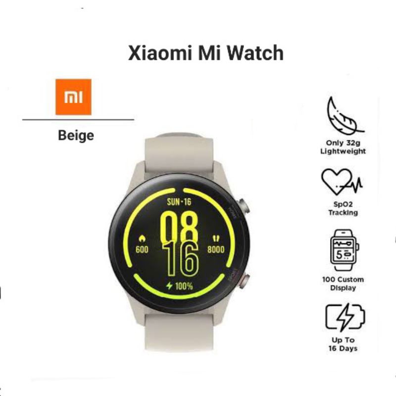 Jual Xiaomi Mi Watch AMOLED 1.39inch Smartwatch - Beige White | Shopee ...