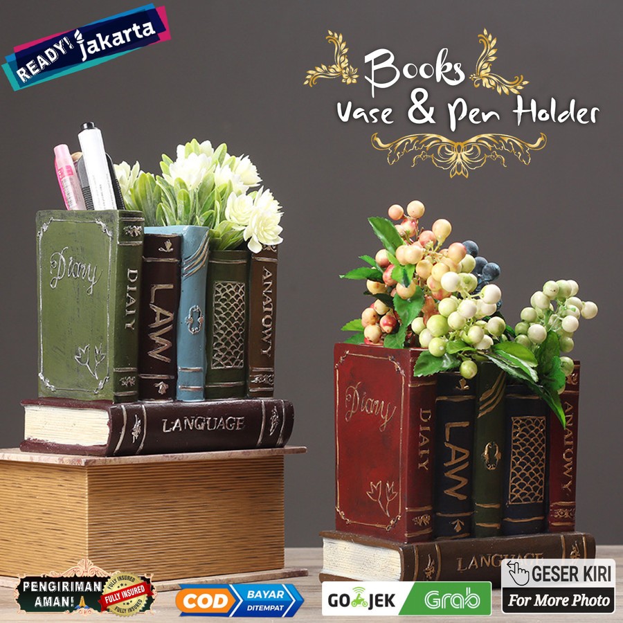 Jual Vas Bunga Buku Pajangan Buku Tempat Ballpoint Books Vase Pen ...