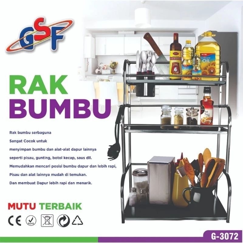Jual RAK BUMBU SUSUN 3 GSF G-3072 rak peralatan dapur susun 3 rak ...