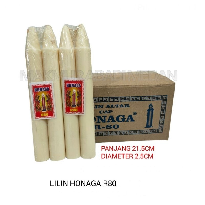 Jual (1Pasang:2Pcs) Lilin Altar Putih R80 22 cm Cap Honaga | Shopee ...