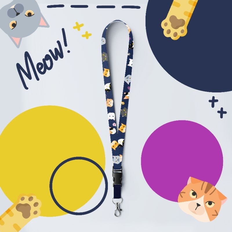 Jual Tali Lanyard ID Card Kitty Cat Kucing Meow Name Tag | Shopee Indonesia