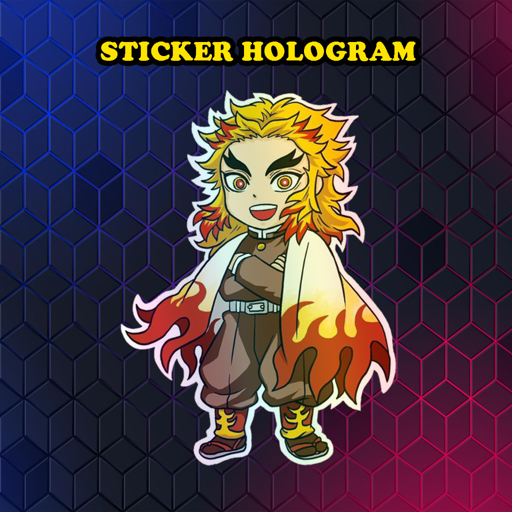 Jual Stiker Hologram Anime Kyojuro Rengoku Demon slayer ukuran 7 cm ...