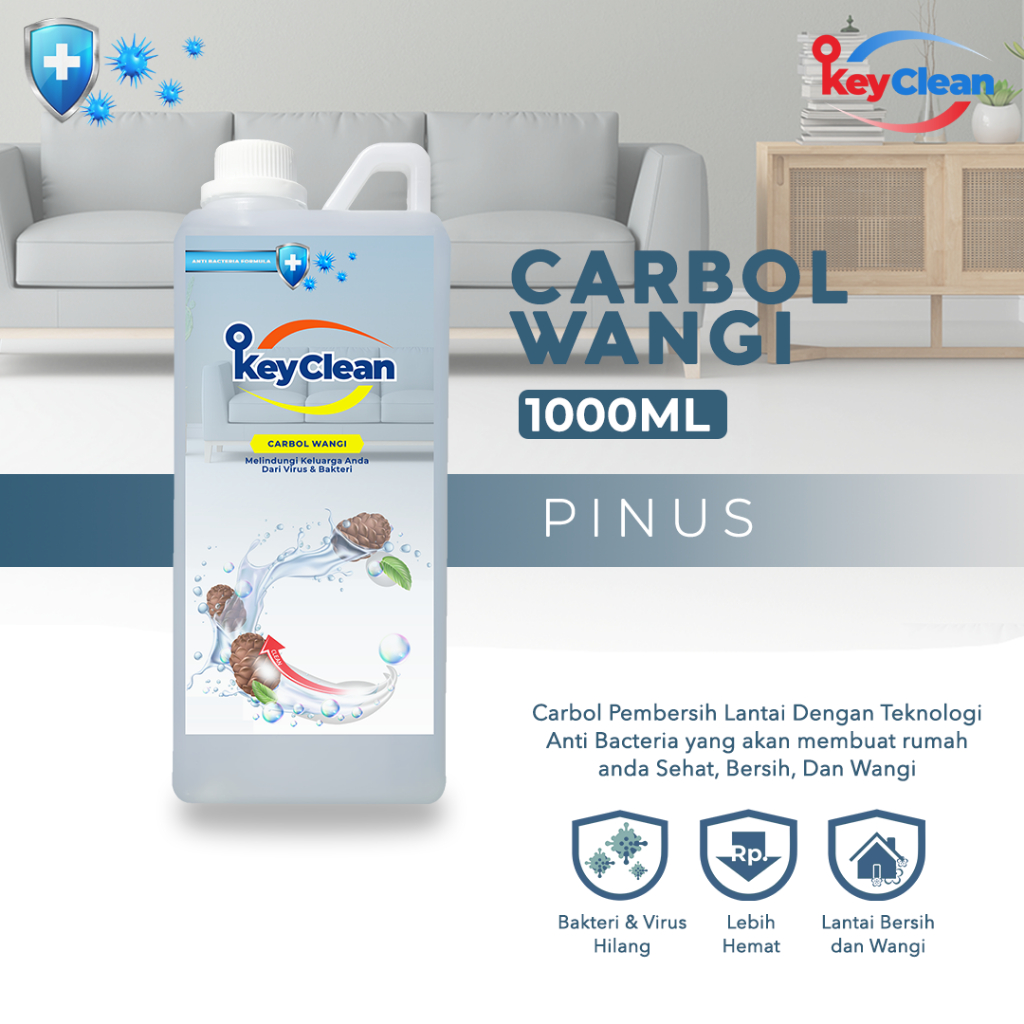 Jual KEYCLEAN Karbol Wangi Antibakteri Pine / Cemara 1 LITER | Shopee Indonesia