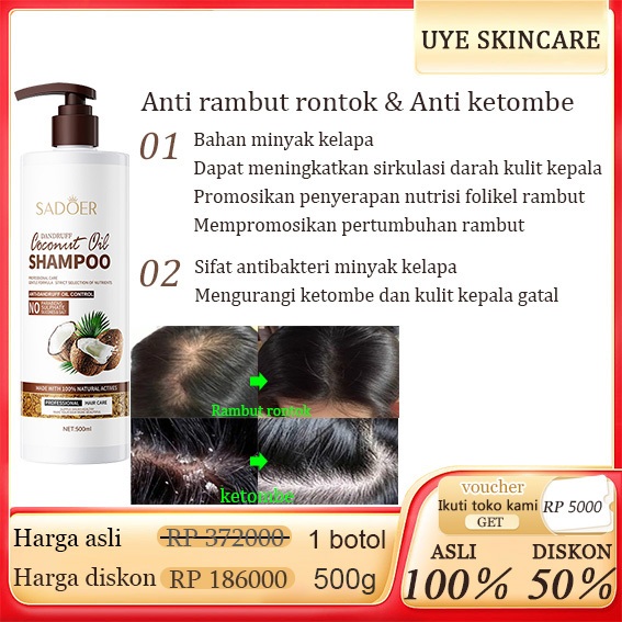 Jual Sampo penumbuh rambut cepat Penumbuh rambut botak Shampo anti rontok 500ML Ekstrak ...