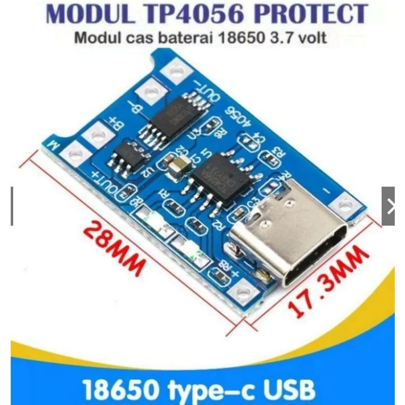 Jual Modul Charge Tp4056 Micro Usb Type C Protection Input 5V | Shopee ...