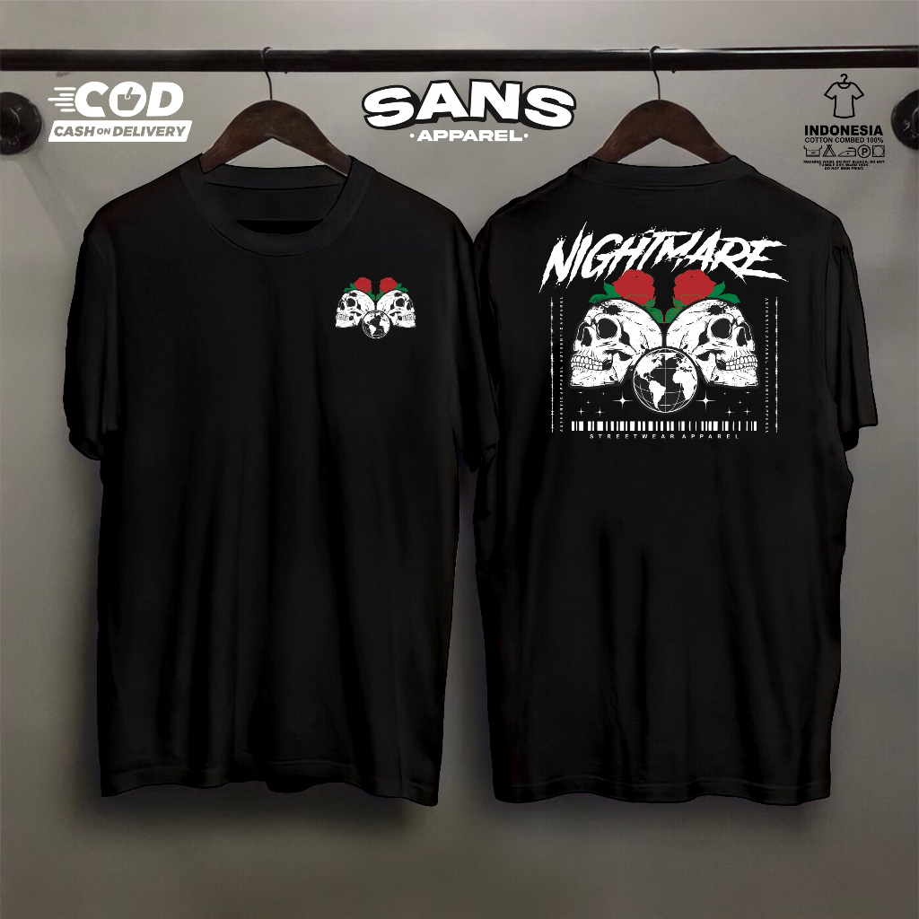 Jual Tshirt Kaos NIGHTMARE MAWAR TENGKORAK Premium 30s cotton combed ... Jual Tshirt Kaos NIGHTMARE MAWAR TENGKORAK Premium 30s cotton combed ...