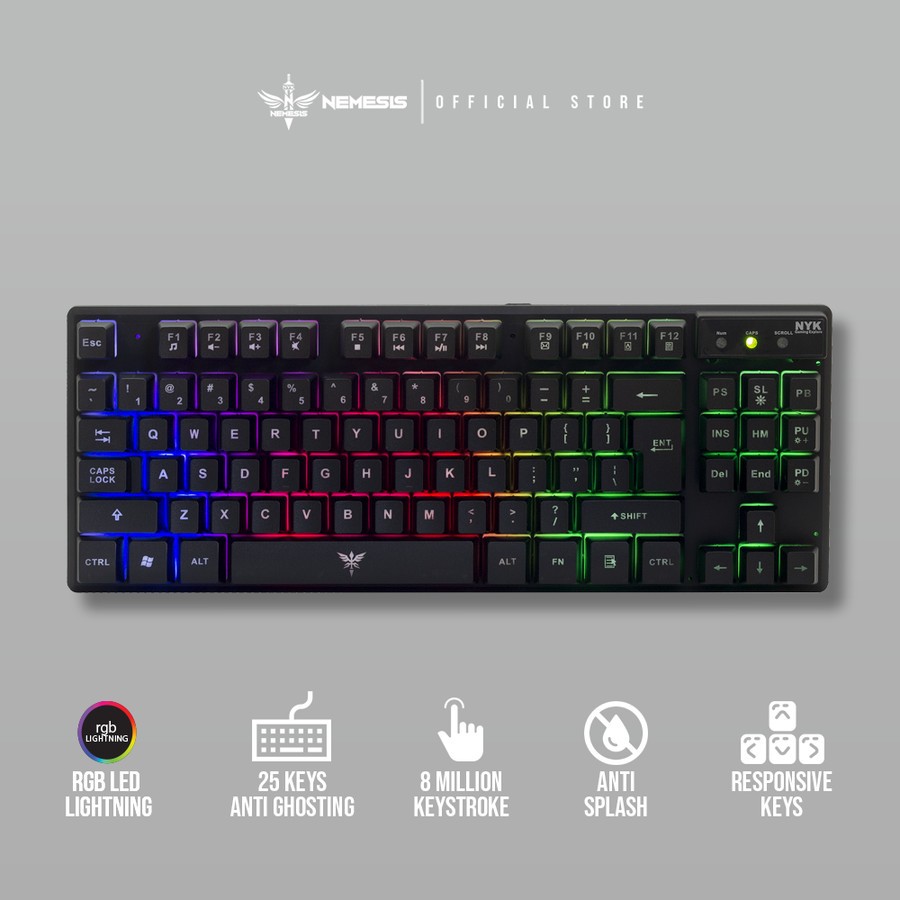 Jual NYK Nemesis Keyboard Membrane Gaming TKL K-01/ K01 RGB | Shopee ...