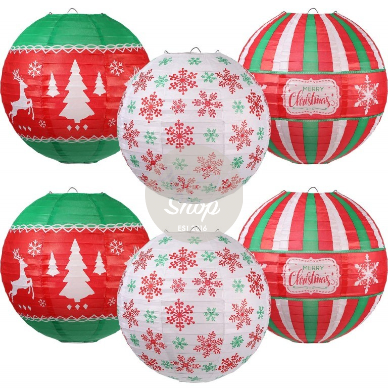 Jual Lampion Natal Hiasan Natal Ornamen Backdrop Garland Banner Bola ...