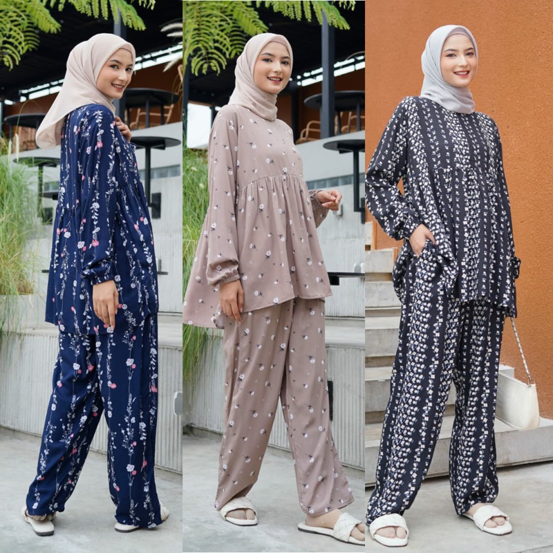 Jual One set piyama rayon lengan panjang celana panjang | homewear ...