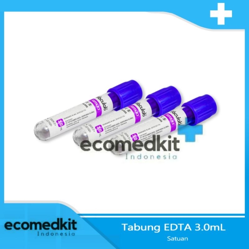 Jual Tabung Sample Darah Vaculab EDTA 3ml Glass OneMed Satuan | Shopee ...
