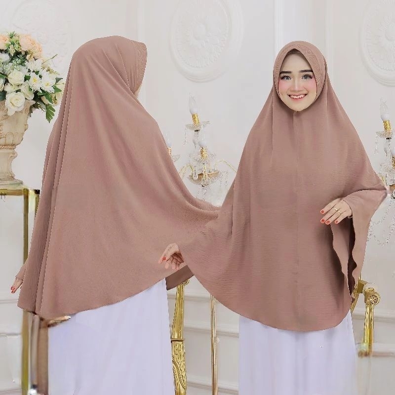 Jual (COD) BERGO MARYAM XXL CRINKLE AIRFLOW PREMIUM PED ANTEM HIJAB INSTAN JUMBO POLOS SYAR'I ...