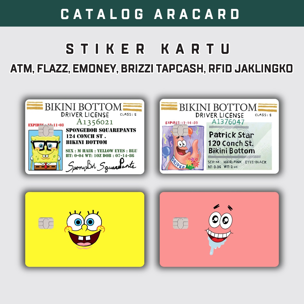 Jual Stiker Sticker Kartu Atm Garskin Skin Card Atm - Stiker Spongebob ...