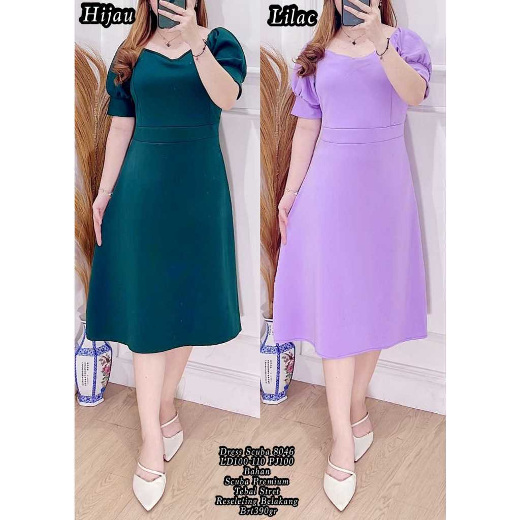 Jual Dress jumbo 347 - Bahan Scuba Premium - Variasi Brukat dan Laser - Baju Natal - Dres Pesta ...