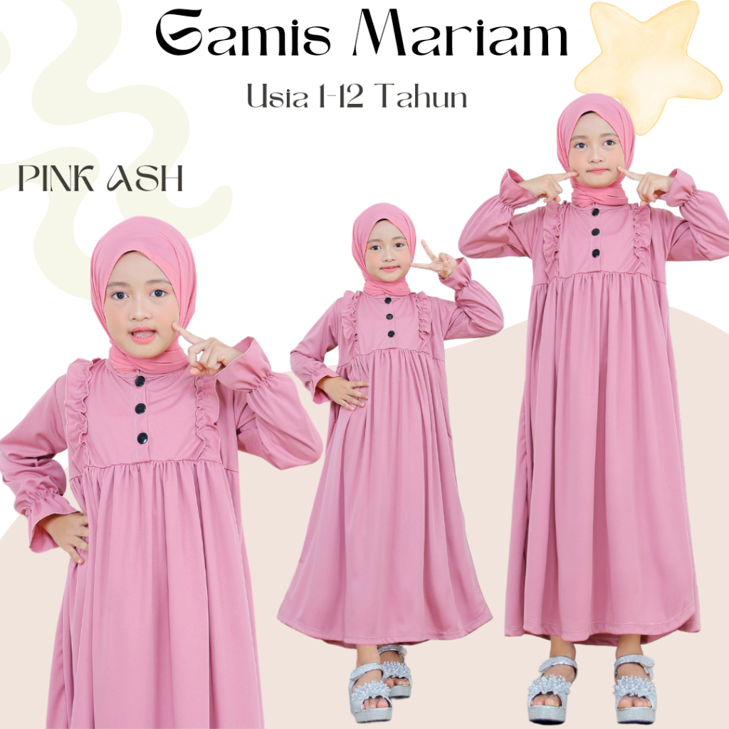 Jual Gamis Maryam Dusty Pink Ash - Gamis Anak Perempuan Model Kerah ...