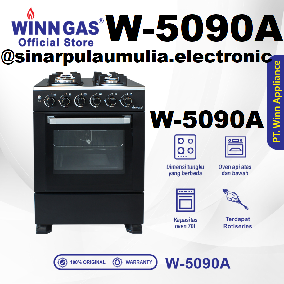 Jual Winn Gas Free Standing Kompor Gas 4 Tungku + Oven - W5090A / W ...