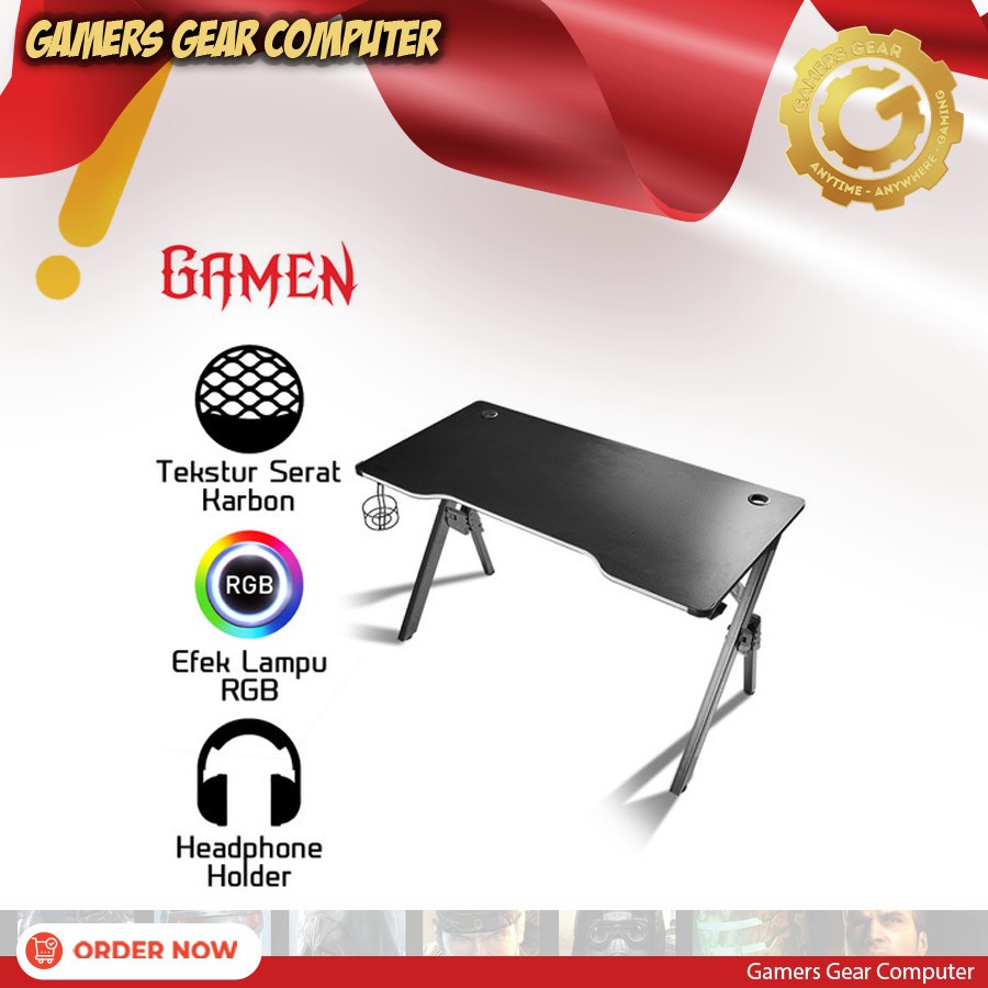 Jual GAMEN Gaming Table BattleDesk Black RGB / Meja Komputer PC Laptop ...