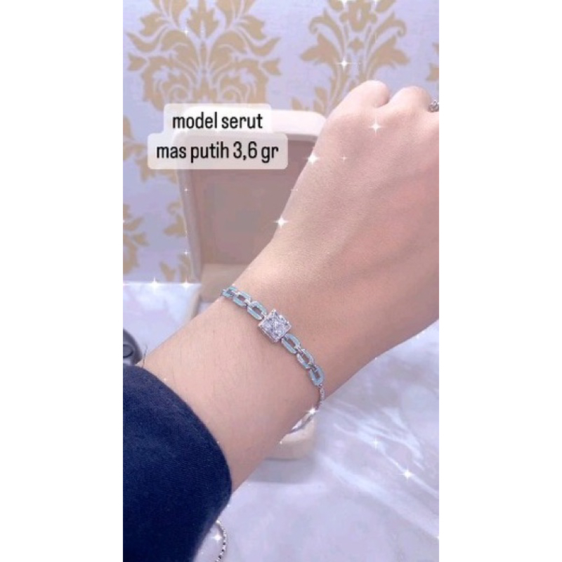 Jual gelang serut mas putih 8k model fashion model.terbaru. bisa ...