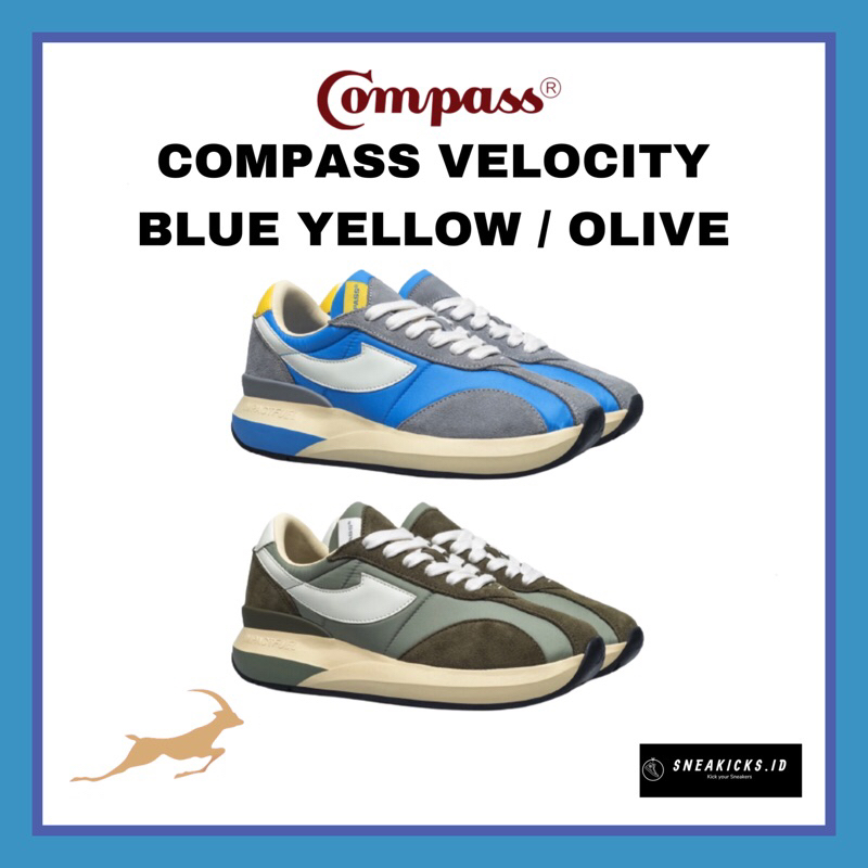 Jual [ORIGINAL] SEPATU COMPASS VELOCITY BLUE YELLOW / OLIVE | Shopee ...