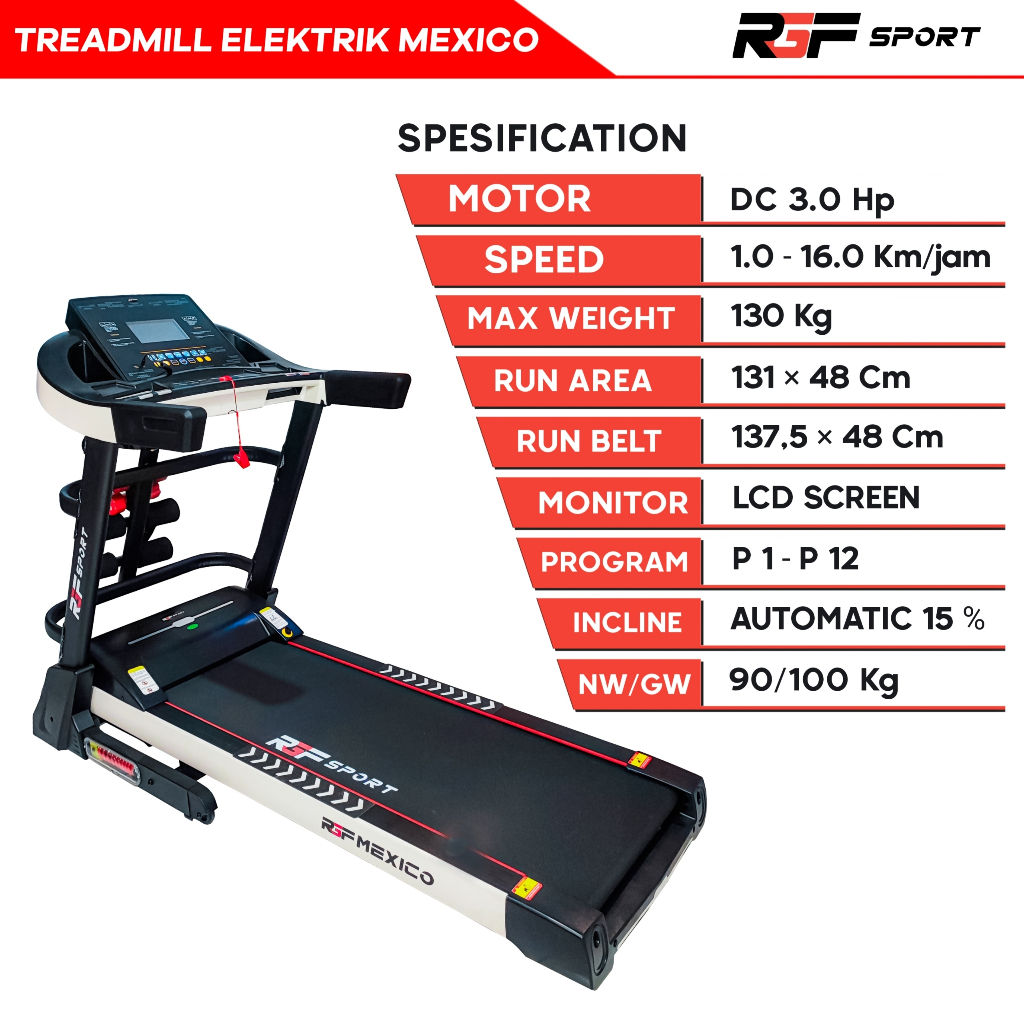 Jual Alat Fitness Treadmill Elektrik RGF SPORT - Mexico | Shopee Indonesia