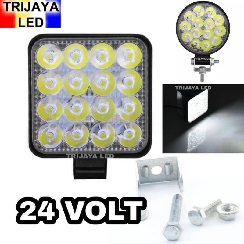 Jual Lampu Tembak Sorot 24 Volt LED CWL 16 Mata Kotak Bulat CREE Truk Bus Canter Tronton Laser ...