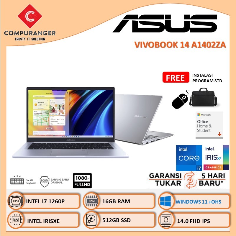 Jual Laptop Asus vivobook 14 i7-1260p 16gb 512gb ssd 14.0 FHD IPS A1402za gen 12th | Shopee ...