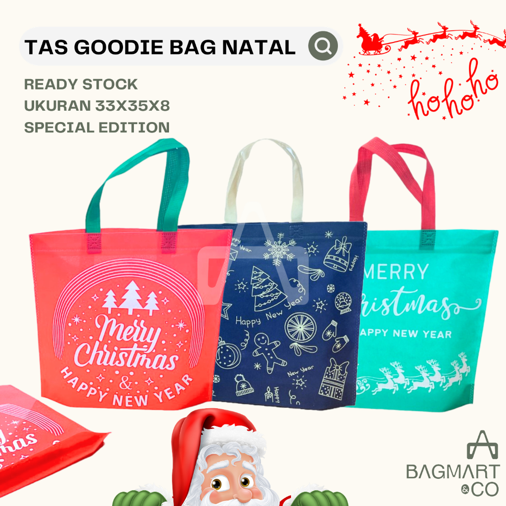 Jual Goodie Bag 33x35x8 Tas Natal Hampers Christmas Hadiah 2 Warna ...