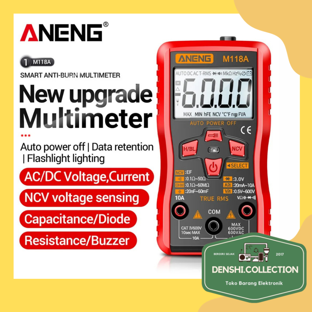 Jual ANENG Digital Multimeter Mini Voltage Tester True Rms - M118A ...