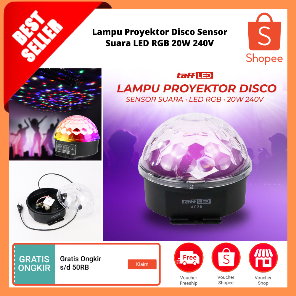 Jual Lampu Proyektor Disco Sensor Suara LED RGB 20W 240V / Lampu Disko ...