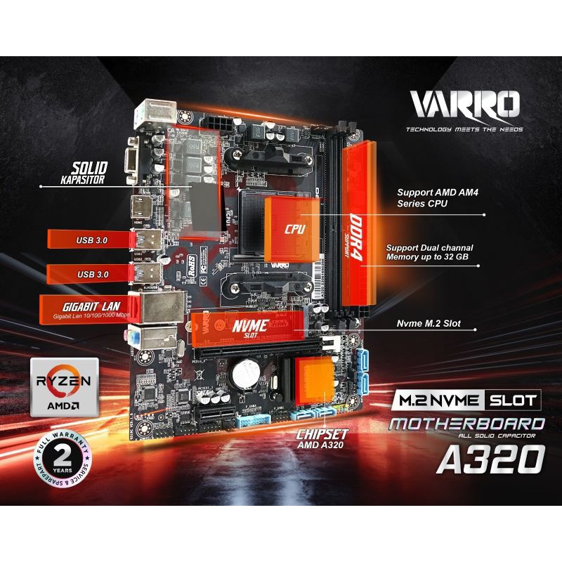 Jual MOTHERBOARD VARRO A320 AMD SERIES DDR4 | Shopee Indonesia
