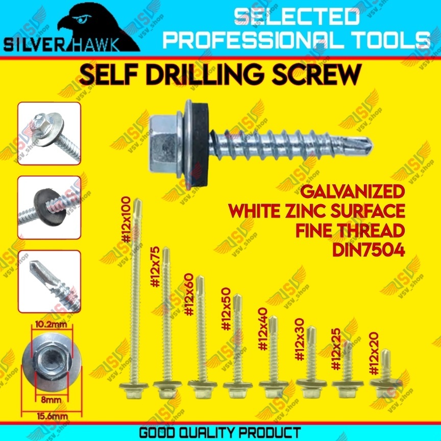 Jual Baut Roofing Baja Ringan Hex Head SilverHawk Sekrup Roofing PUTIH ...