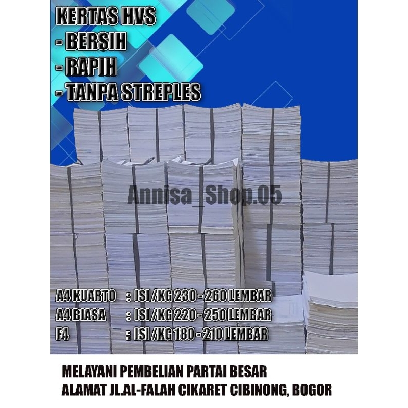 Jual TERMURAH!! KERTAS HVS BEKAS A4, A3, A5, A6 DAN F4 KILOAN SATU SISI | Shopee Indonesia