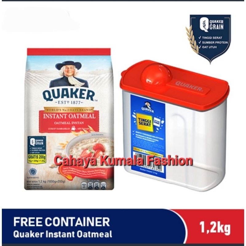Jual quaker oat instant cook oatmeal 1200gr quaker oat instant merah 1 ...