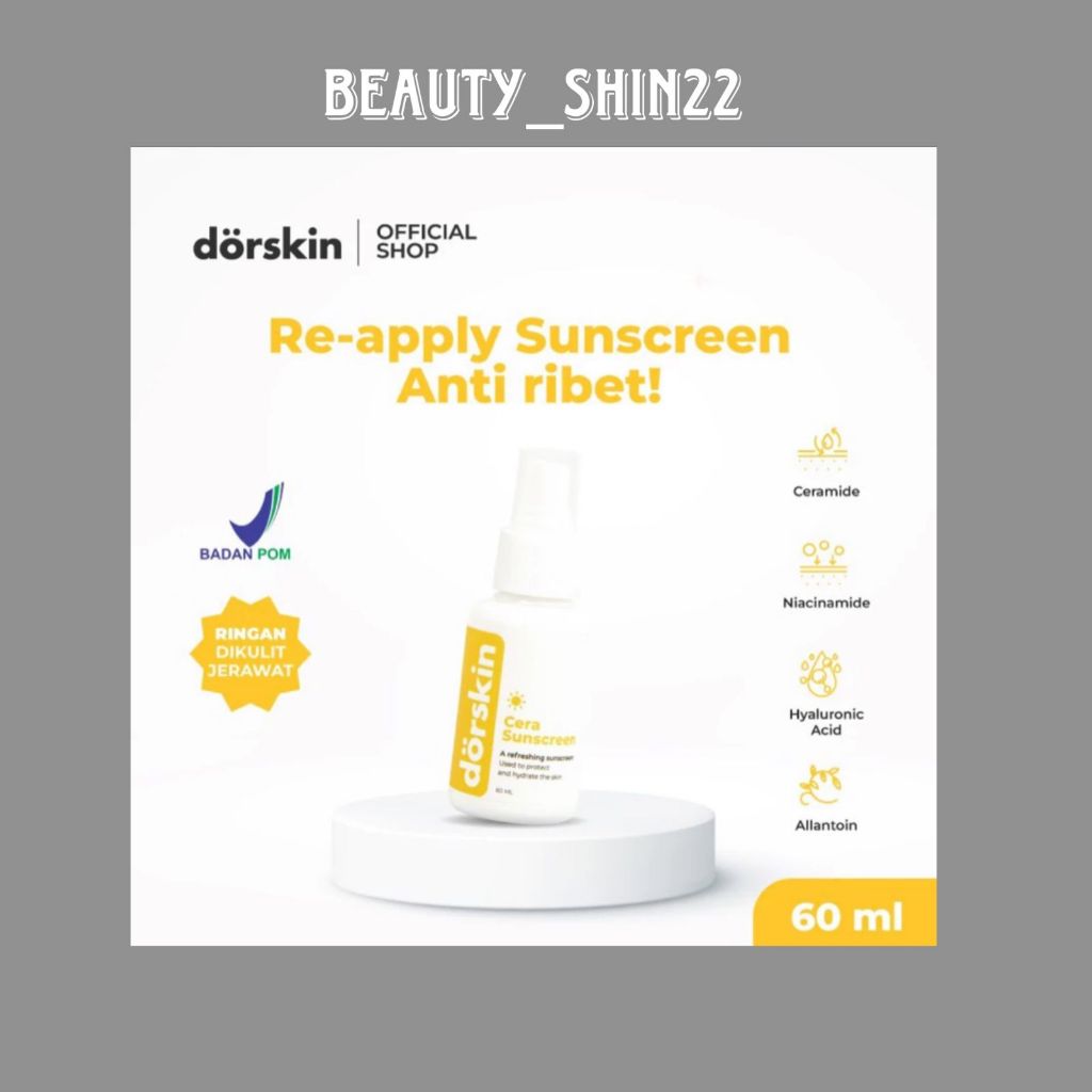 Jual Dorskin Cera Sunscreen - Reapply Sunscreen Spray 60ML | Shopee ...