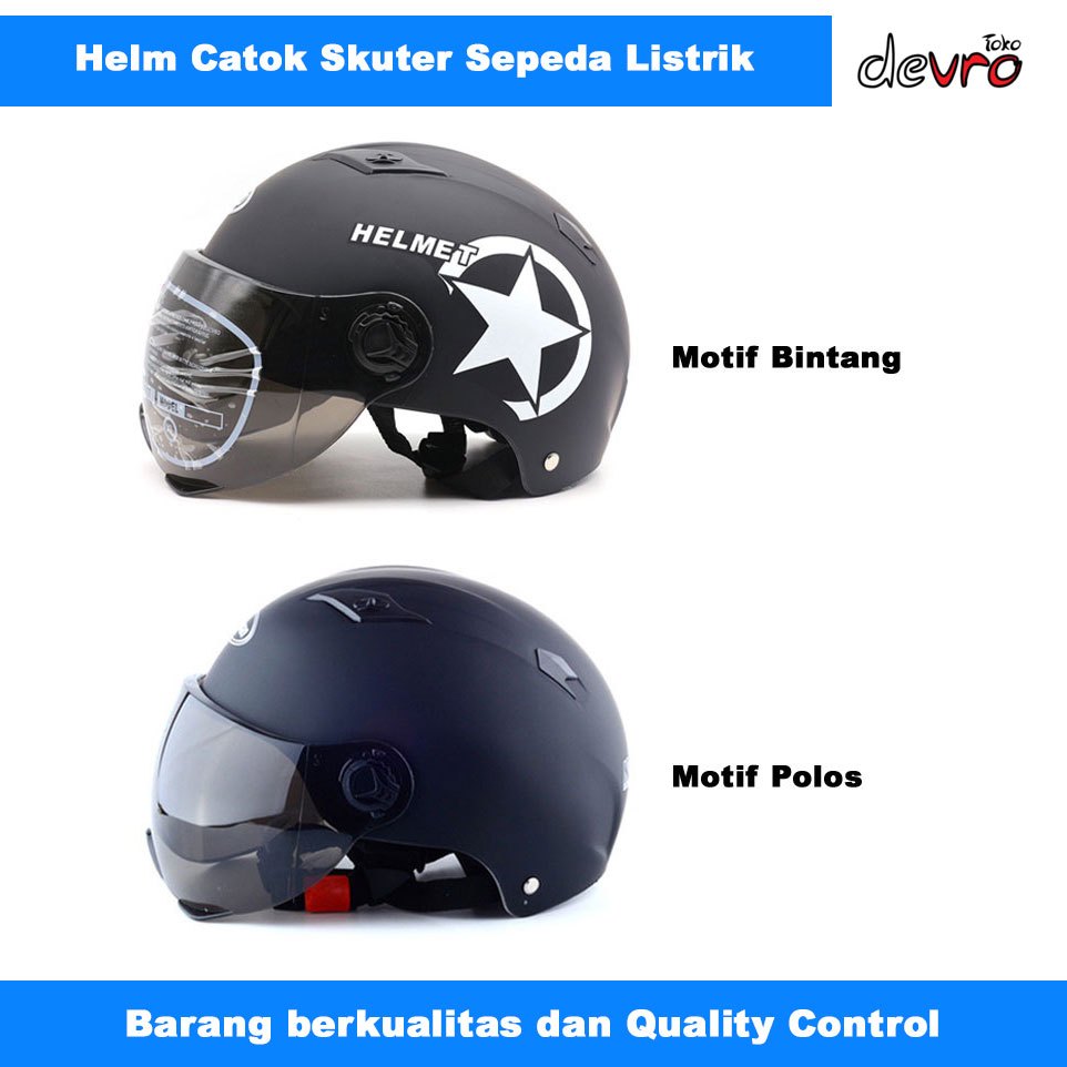 Jual Helm Sepeda Skuter Elektrik Half Face Helm Catok Dengan Visor