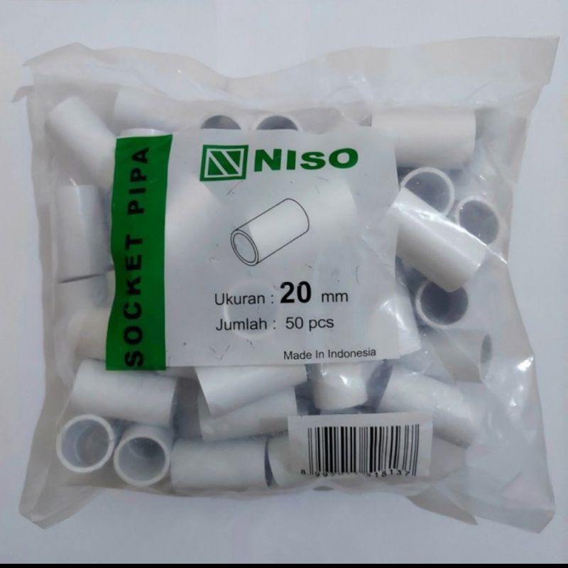 Jual SOK PIPA LISTRIK 20 MM MERK NISO ISI 50 PCS SHOCK SAMBUNGAN | Shopee Indonesia