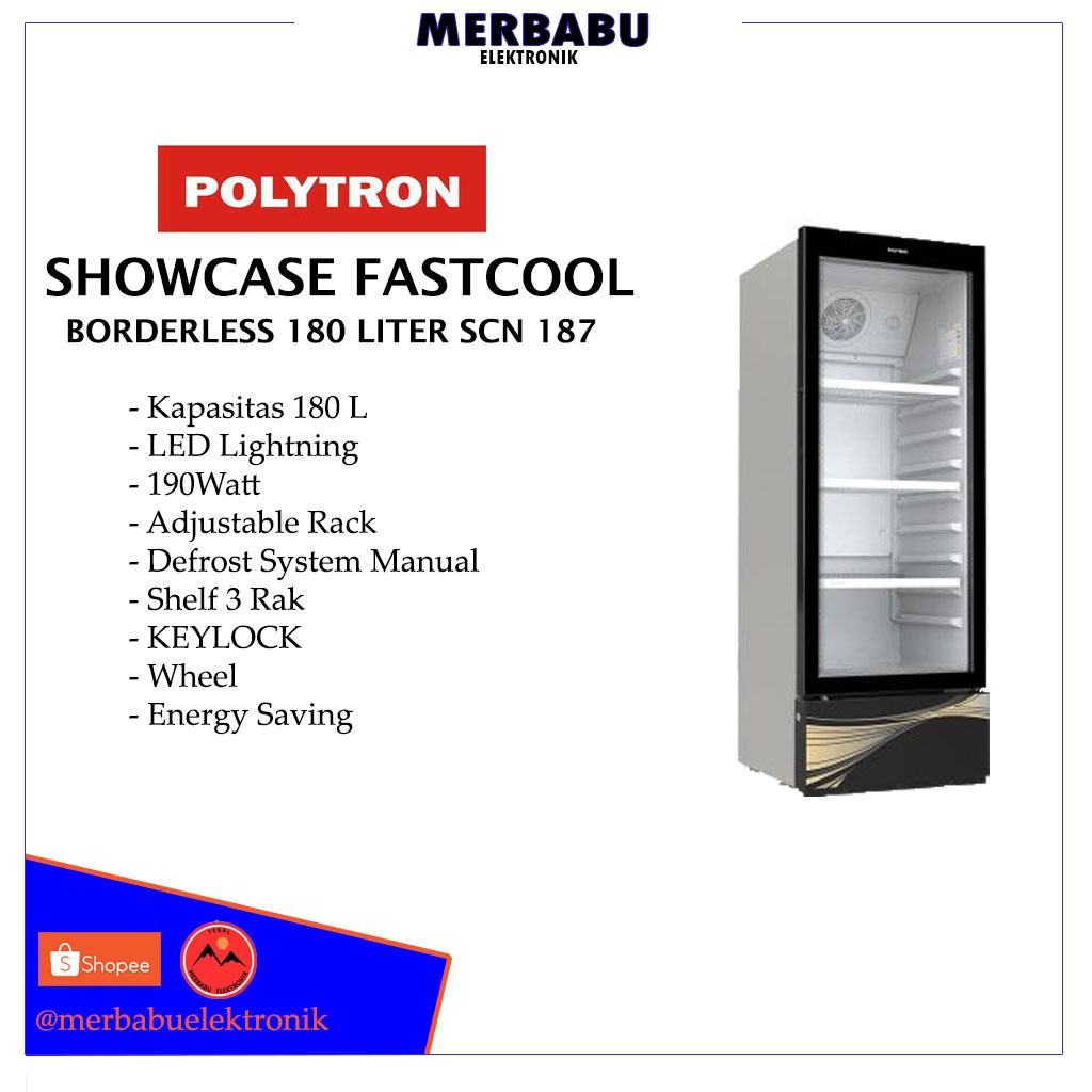 Jual Polytron Showcase SCN-187 3 Rak 180L Display Cooler | Shopee Indonesia