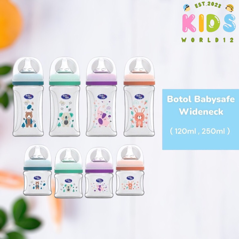 Jual Botol Susu Baby Safe Wide Neck Motif Baru/Wide Neck Bottle 120ml ...