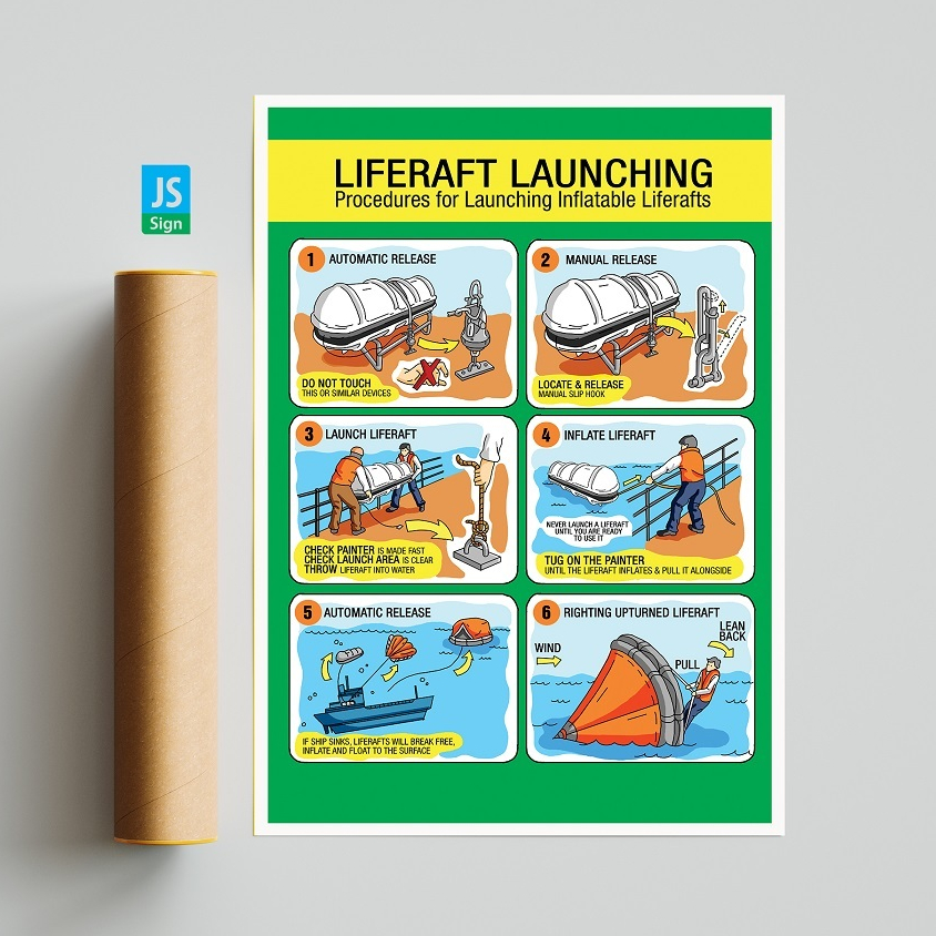 Jual POSTER SAFETY K3 IMO - LIFERAFT LAUNCHING | Shopee Indonesia