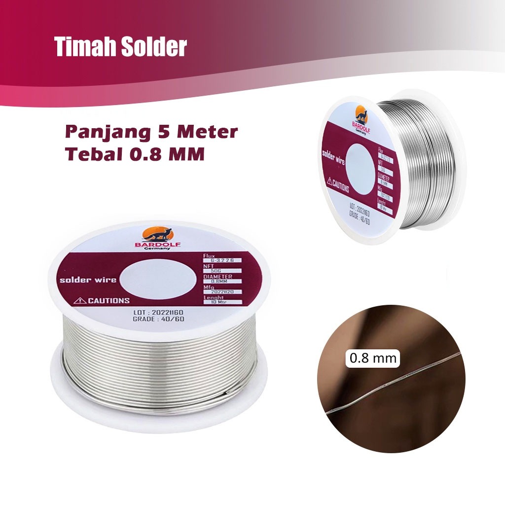 Jual Timah Solder Tinol 5 M 50 Gram Kawat Solder Flux Cored Solder Wire ...