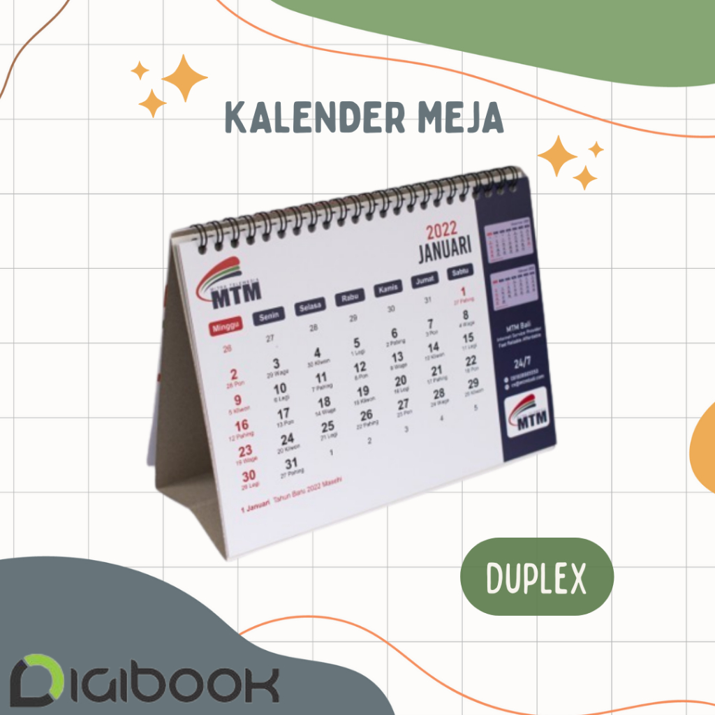 Jual Custom Kalender Meja 2025 - Kalender Penyangga Duplex - 7 Lembar 1 ...