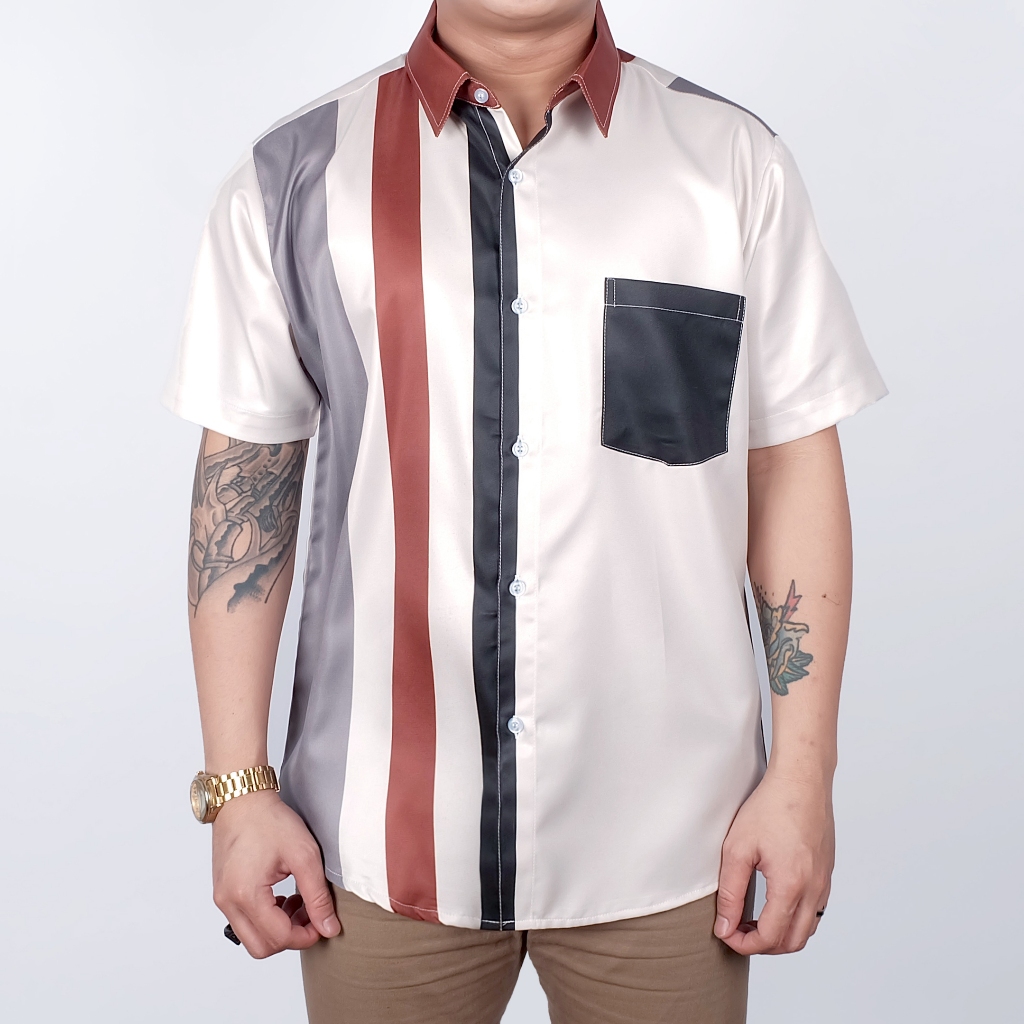 Jual Kemeja Pantai Lengan Pendek Pria Color Block Series - CHIRRON ...