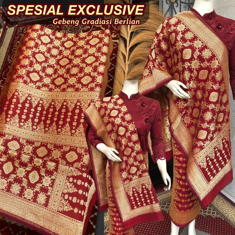 Jual Exclusive Songket Lepus Gebeng Gradiasi Berlian ORI / merah Darah Spesial Exclusive ...