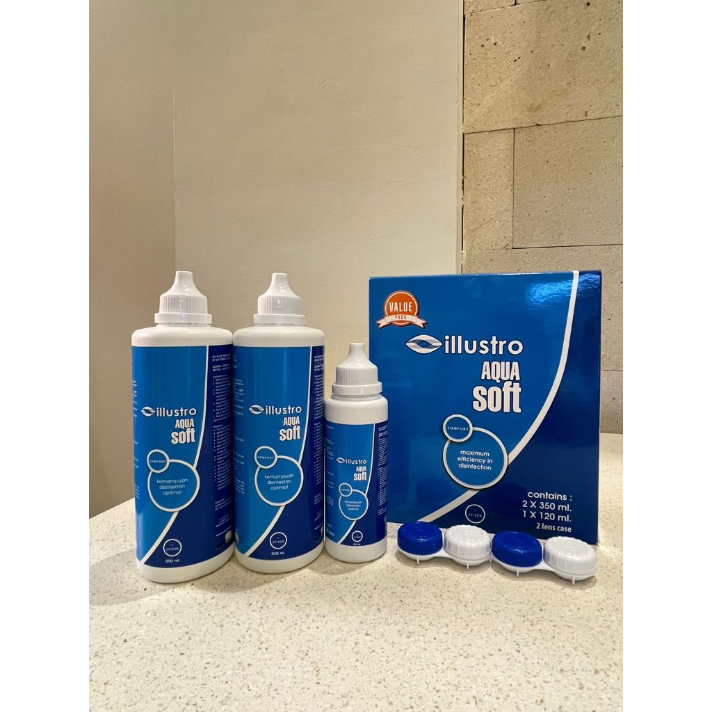 Jual Cairan Softlens Aqua Soft Illustro Value Pack (2 botol 350ml + 1 ...