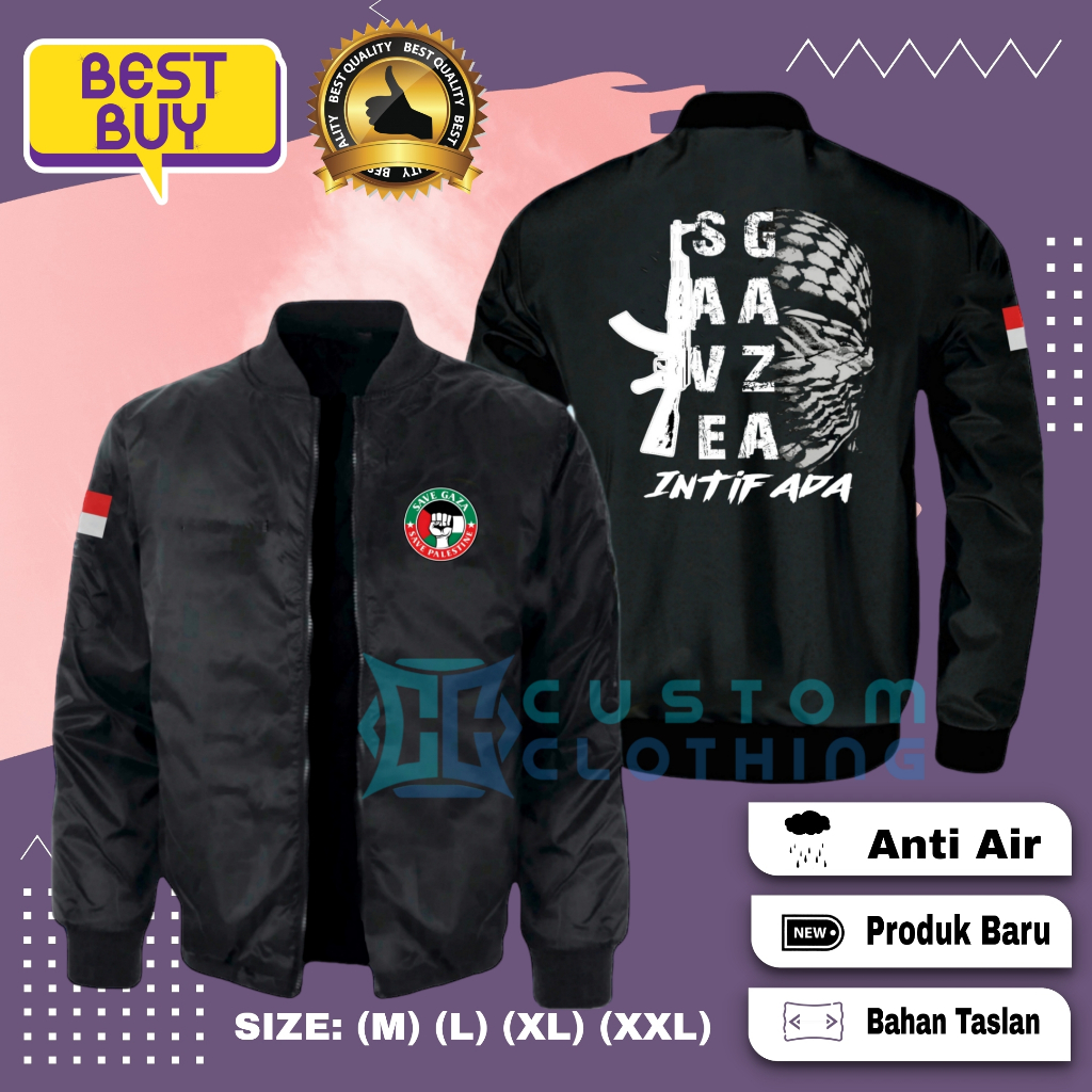 Jual Jaket Bomber Anti Air Save Gaza Intifada Free Palestine | Shopee ...
