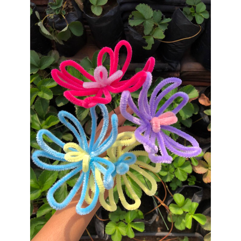 Jual bunga kawat bulu/pipe cleaner flowers/bunga isian buket | Shopee ...