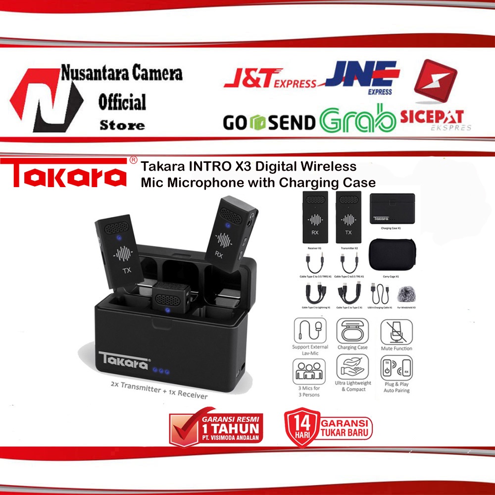 Jual Takara INTRO X3 Digital Wireless Mic Microphone with Charging Case ...
