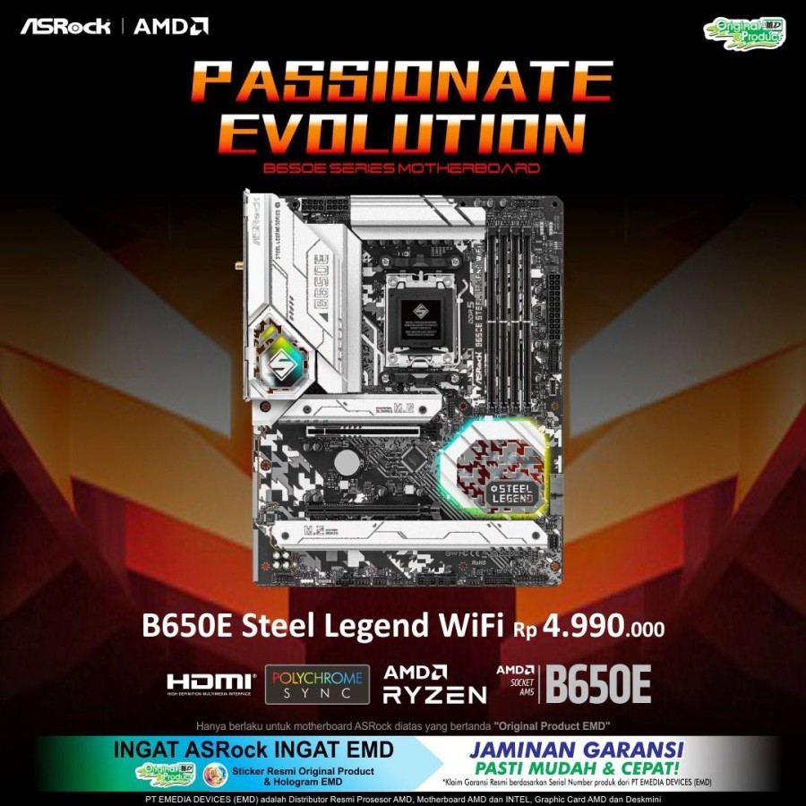 Jual MOTHERBOARD Asrock B650E Steel Legend Wifi Asrock B650E AM5 DDR5 ...