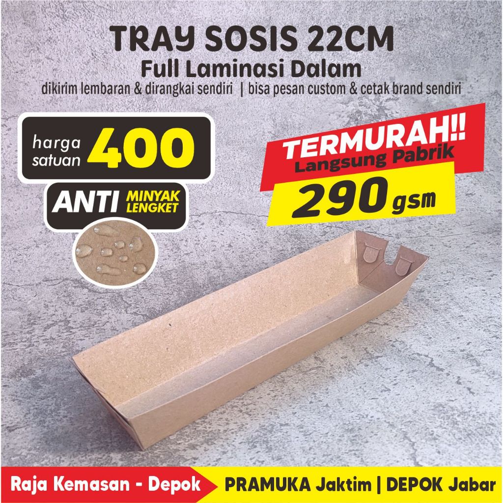 Jual Tray Sosis Bakar 22x4x4 cm Kraft Polos Full Laminasi | Shopee ...